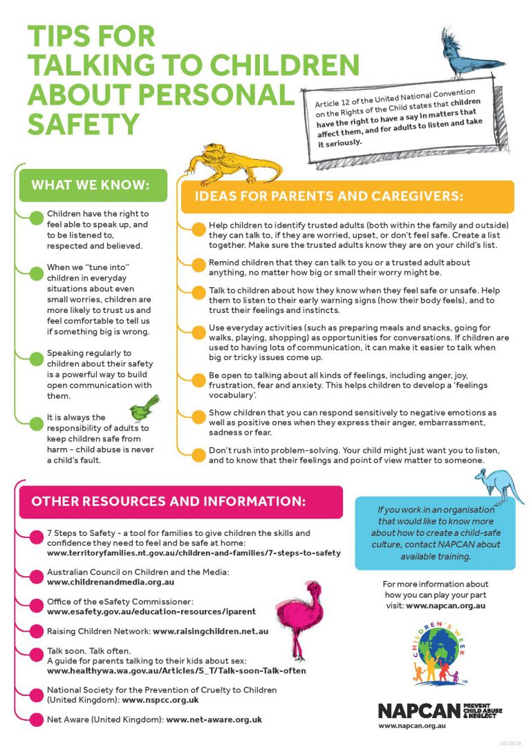 Tips for talking to children about personal safety - NAPCAN